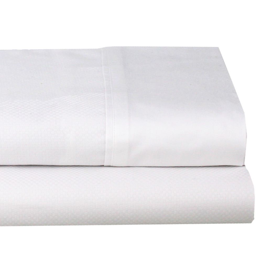 Sateen Check Cotton Sheet Sets | White | Ecodownunder