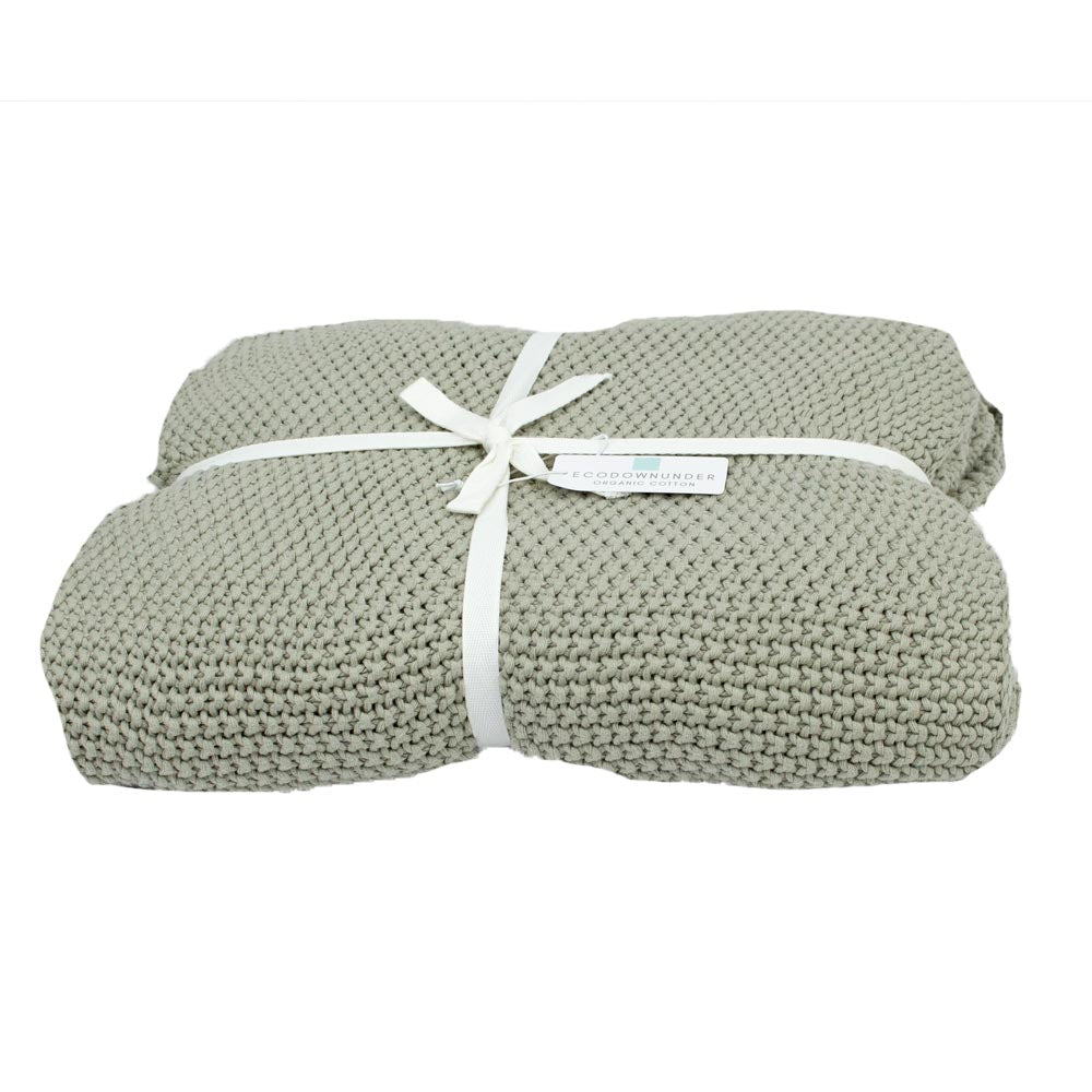 Organic Cotton Knit Throw | Silver Grey | Ecodownunder