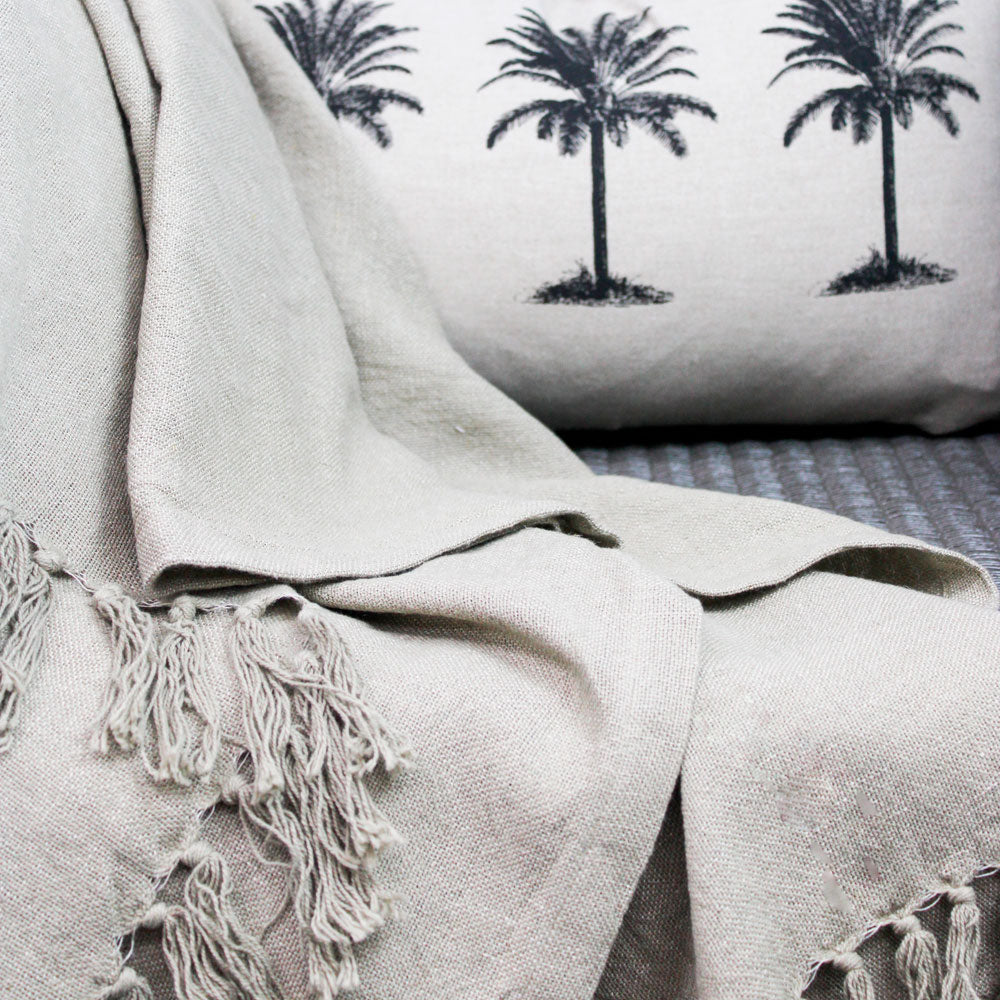 Linen/Cotton Blended Throws | Oatmeal | Ecodownunder