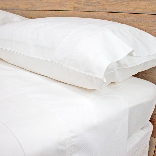 King Bed Sateen Check Cotton Sheet Sets | White | Ecodownunder