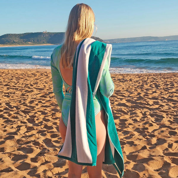 Striped Pool or Beach Towels Sea Green & White – Ecodownunder