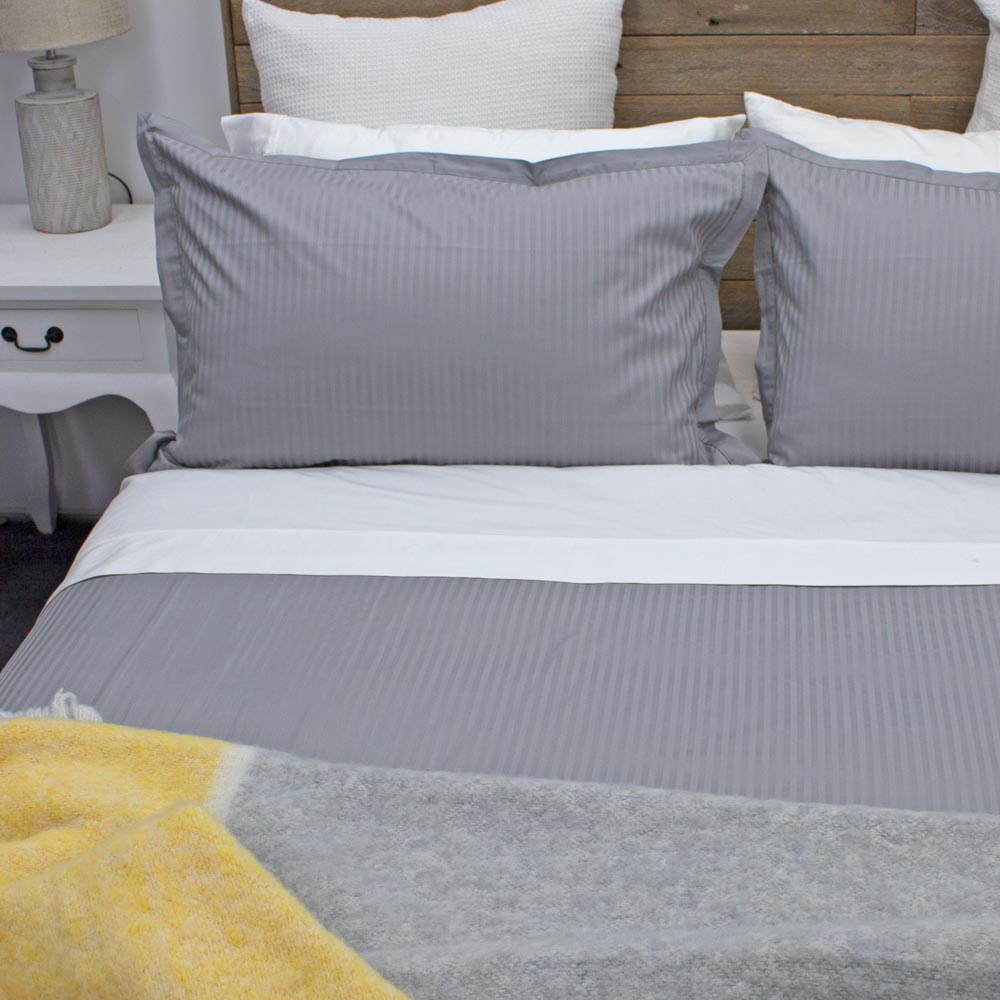 Sateen Stripe Quilt Cover Sets | Grey | Ecodownunder Australia